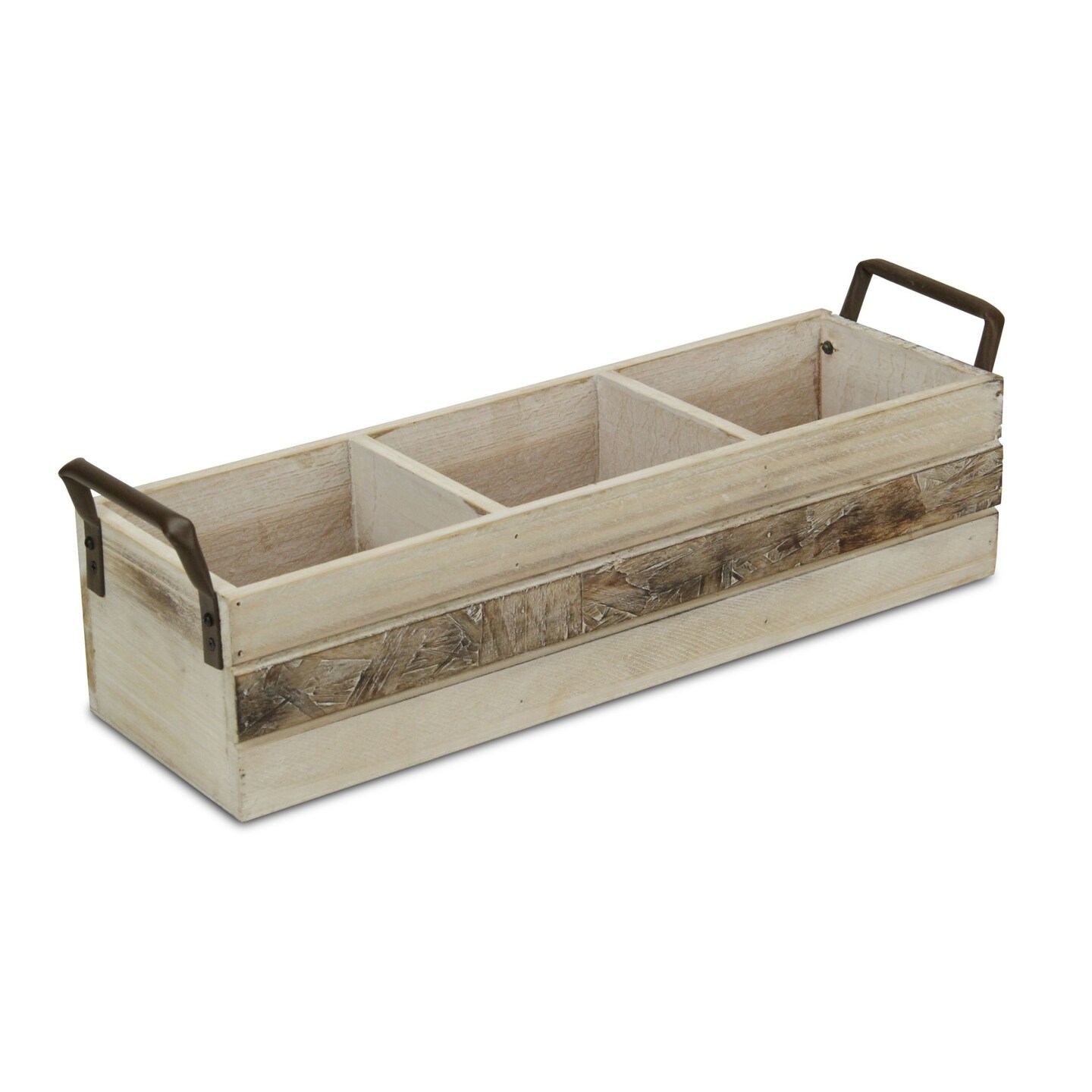 Contemporary Home Living 16.25" Brown Three Slot Handmade Storage Caddy ...