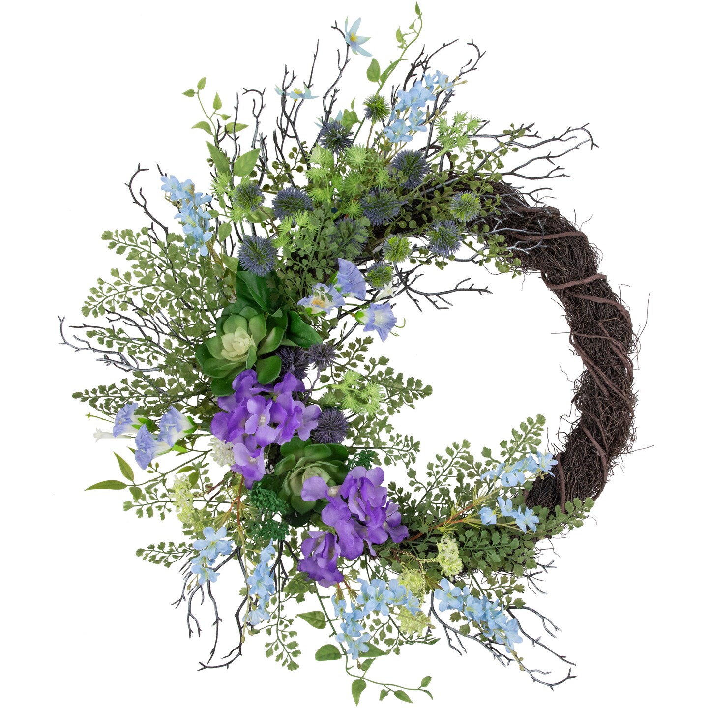 Northlight Mixed Wild Flowers and Twig Artificial Spring Wreath, 24 ...