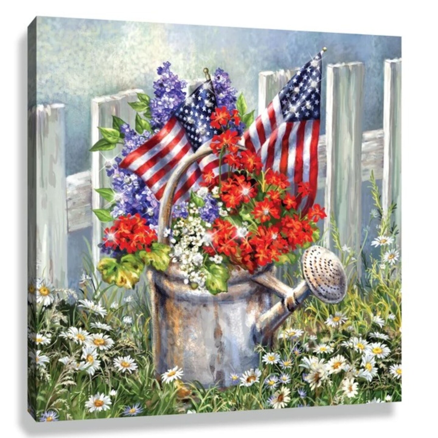 Glow Decor Green and Red Patriotic Garden Pizazz Print Framed Wall ...