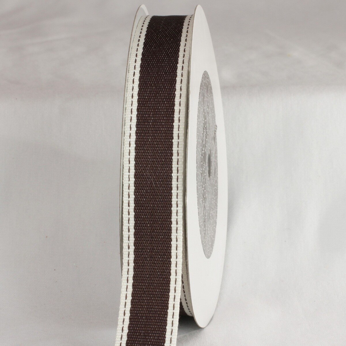 The Ribbon People Brown and White Stitch Woven Edge Craft Ribbons 1" x ...