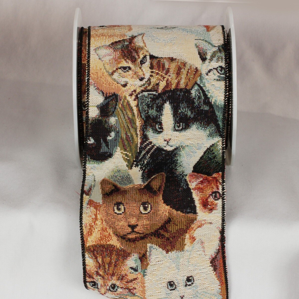 The Ribbon People Brown and Gray Cat Tapestry Wired Craft Ribbon 5" x 9 ...