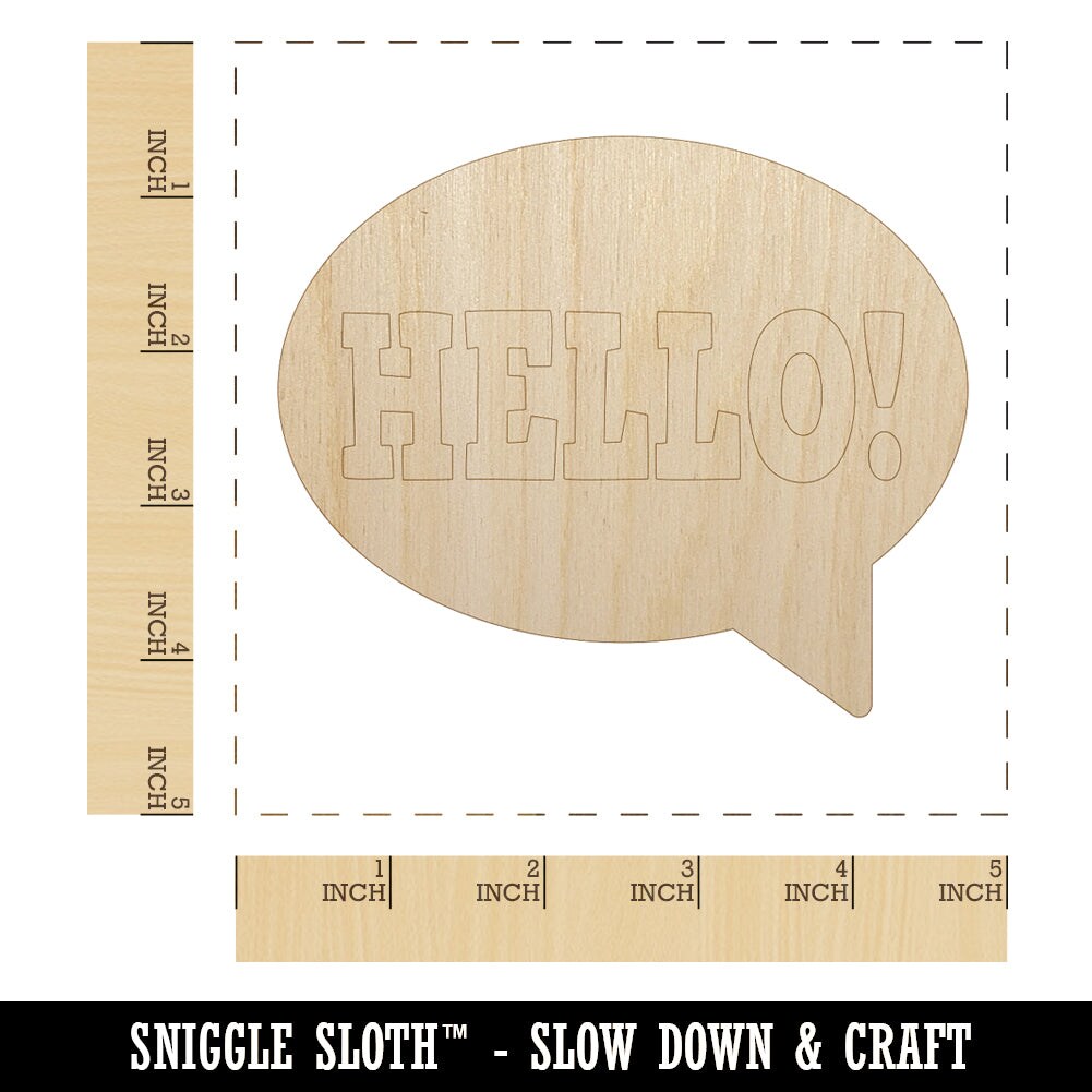 Hello in Text Callout Unfinished Wood Shape Piece Cutout for DIY Craft ...