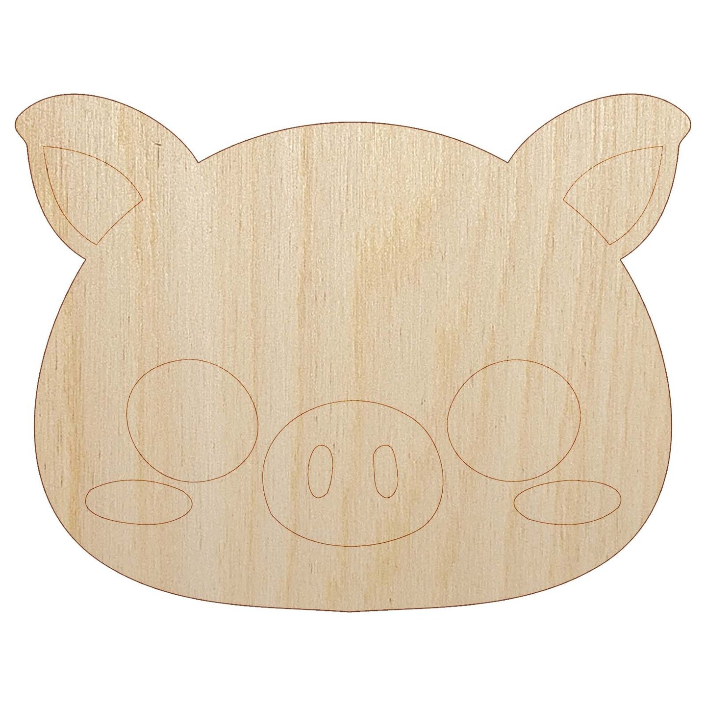 Charming Kawaii Chibi Pig Face Blushing Cheeks Unfinished Wood Shape ...