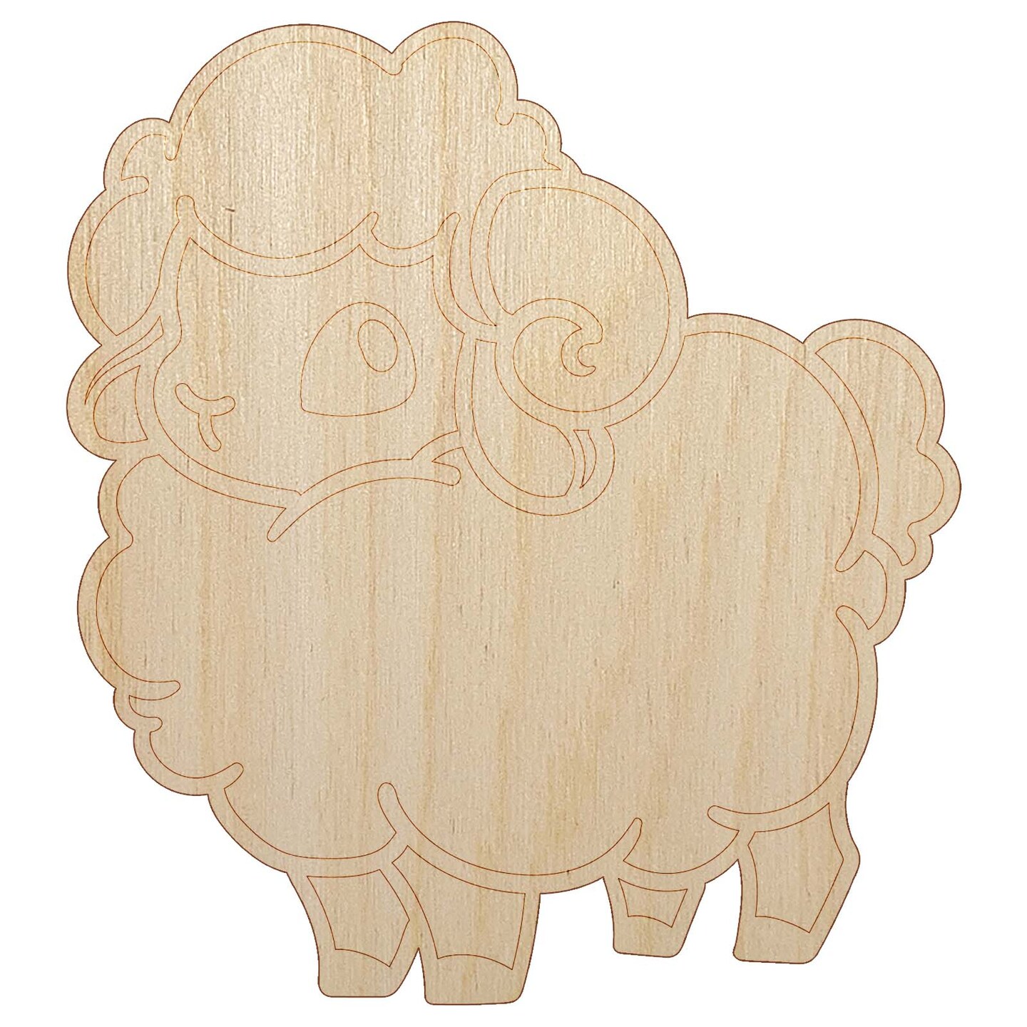 Fluffy Ram Cute Unfinished Wood Shape Piece Cutout for DIY Craft ...