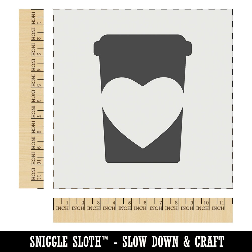 Coffee Cup Carafe with Heart Wall Cookie DIY Craft Reusable Stencil ...