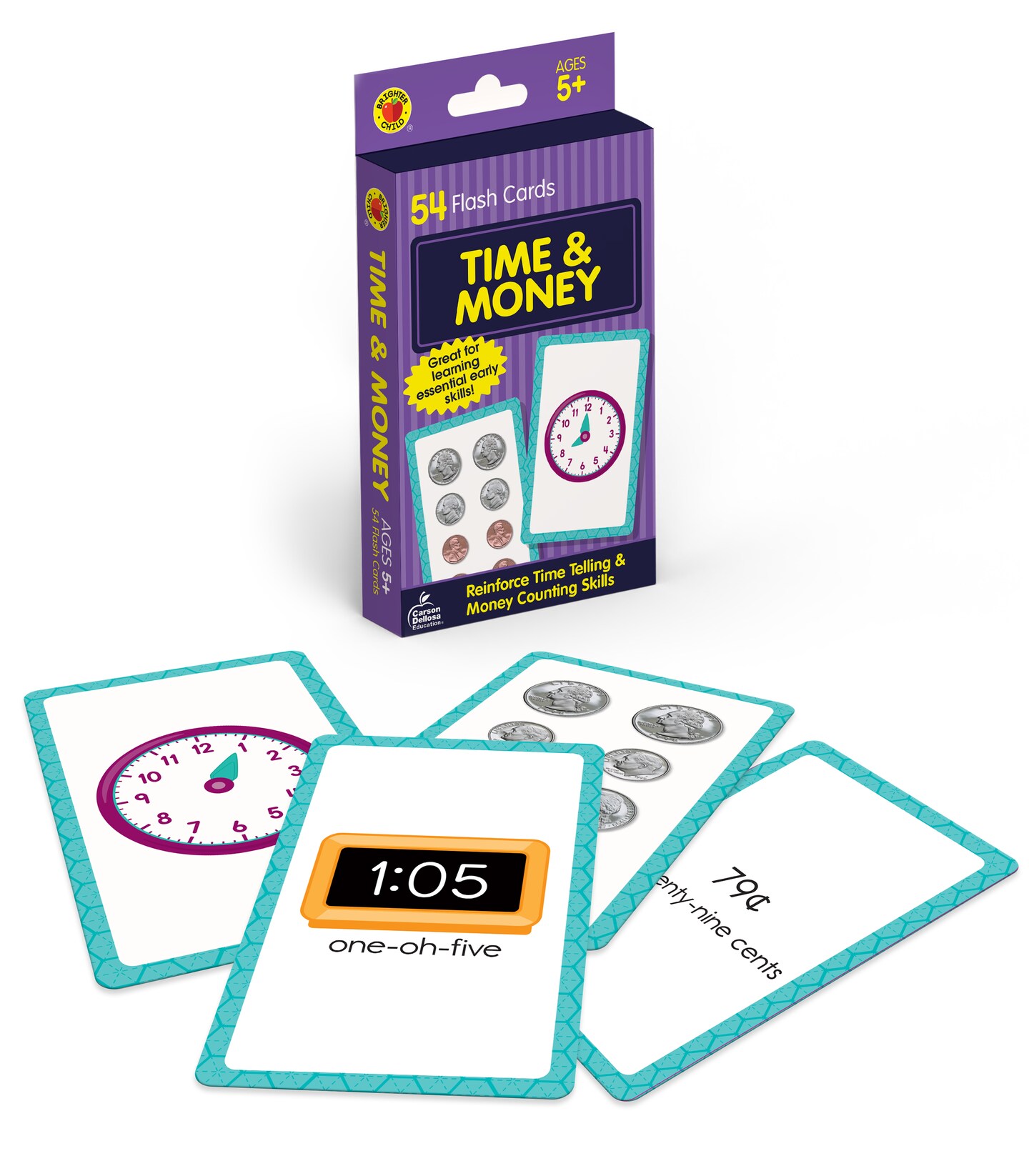 Carson Dellosa Time and Money Number Flash Cards for Kids Ages 4 - 8 ...