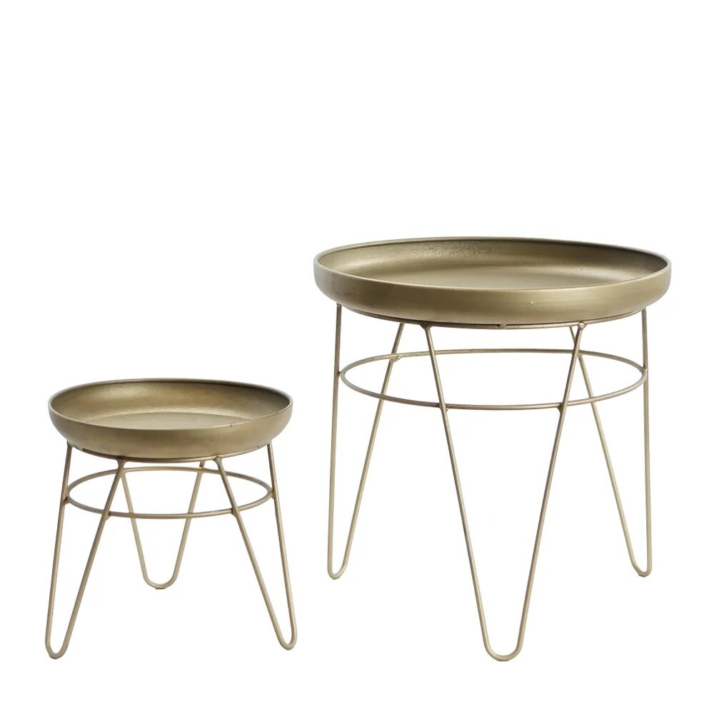 Creative Design Set of 2 Gold Satin Plant Risers with Wire Legs 11.75 ...