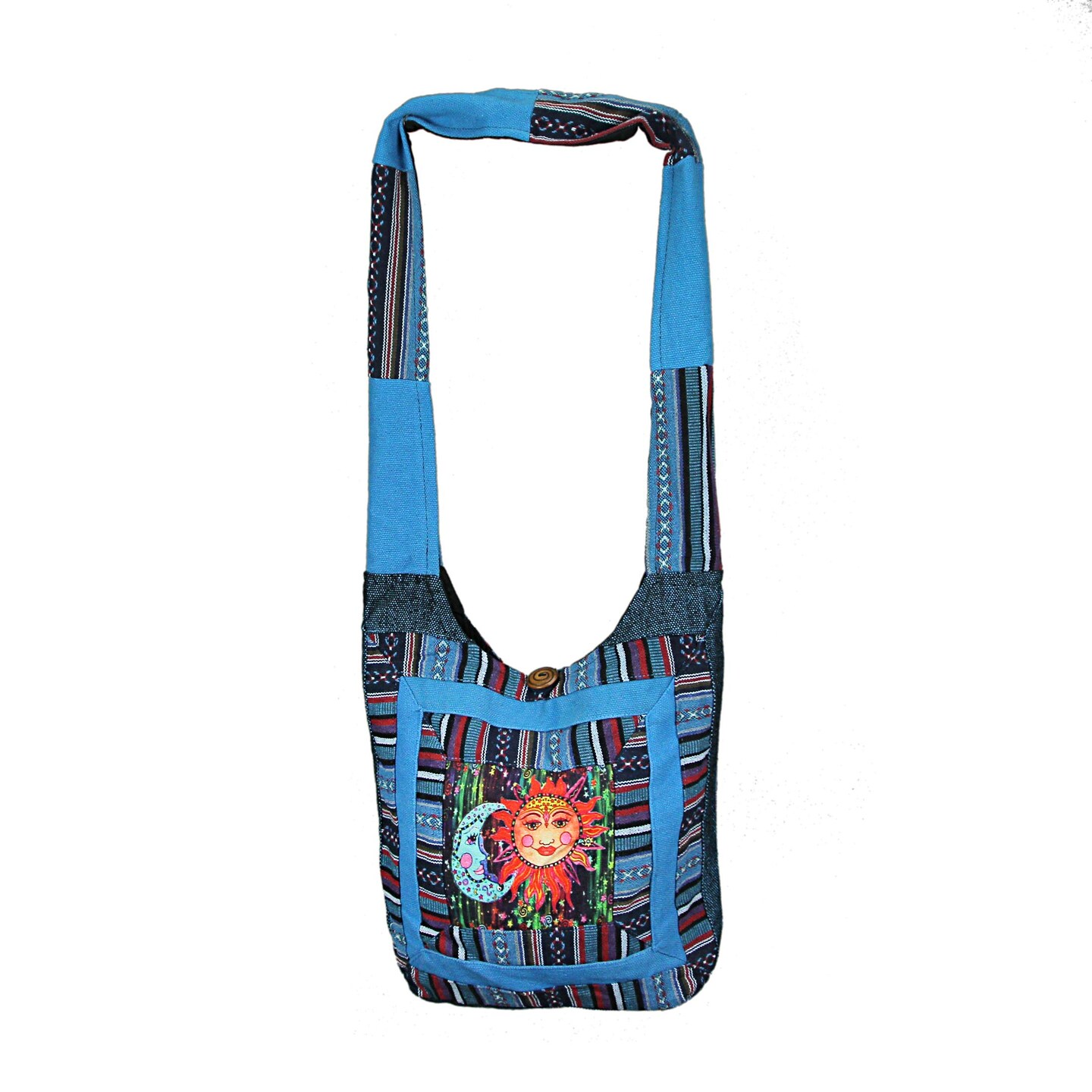 Colorful Cotton Celestial Sun and Moon Sling Bag Zipper Pockets | Michaels
