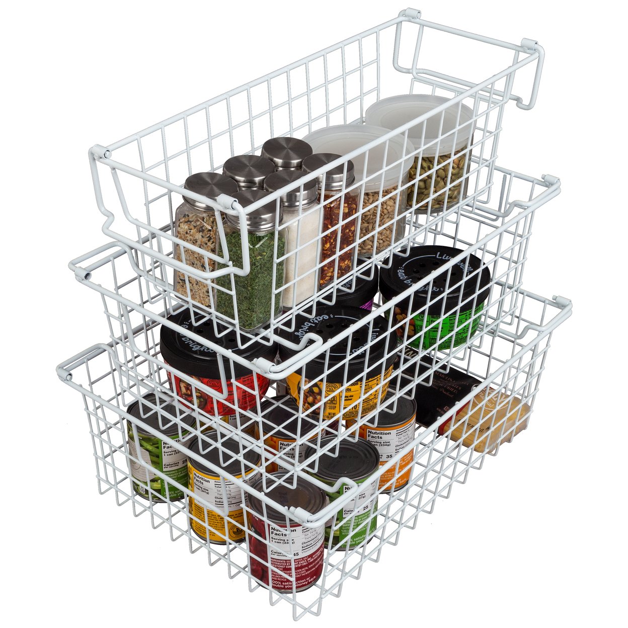 Home-Complete 3 Storage Bins Basket Set Storage Small Medium Large ...