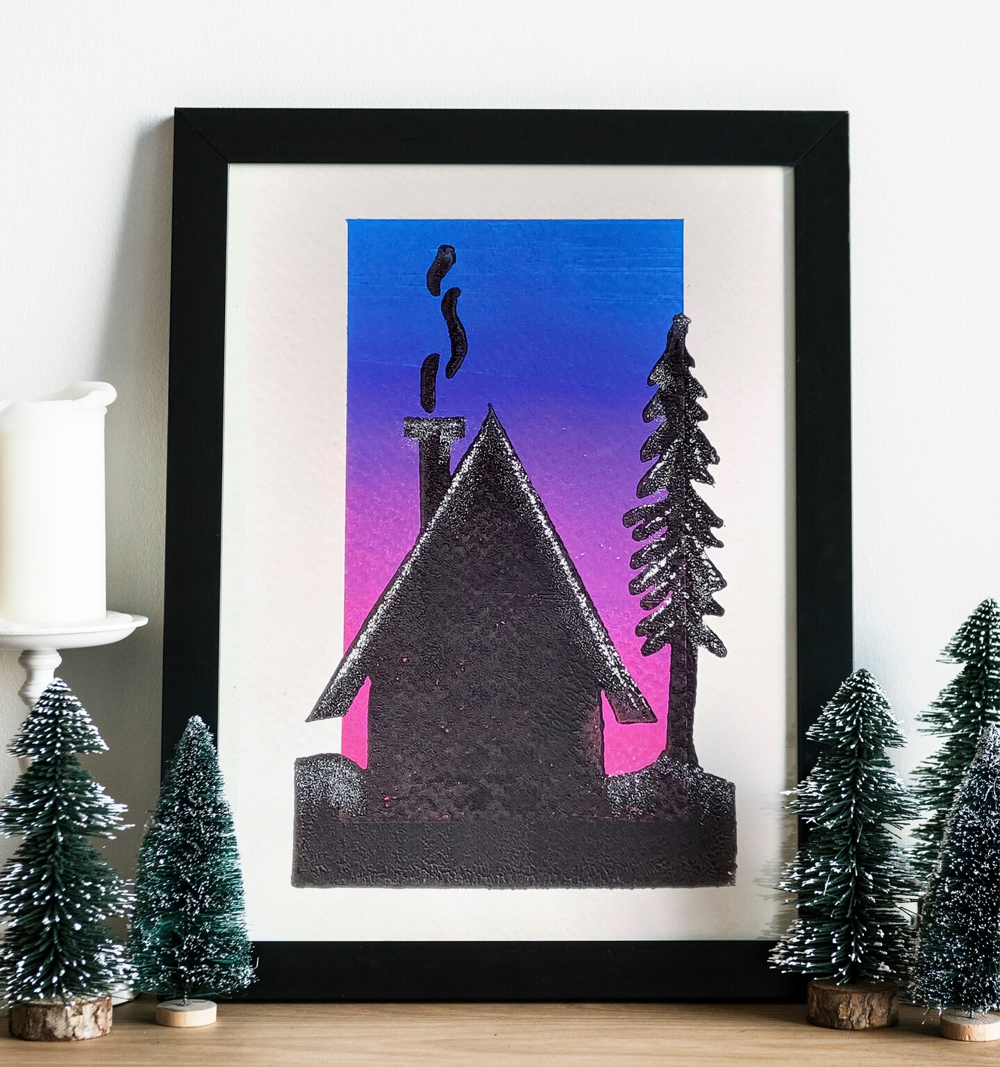 Snowy Cabin | Linocut Print | 5x7 | MakerPlace by Michaels