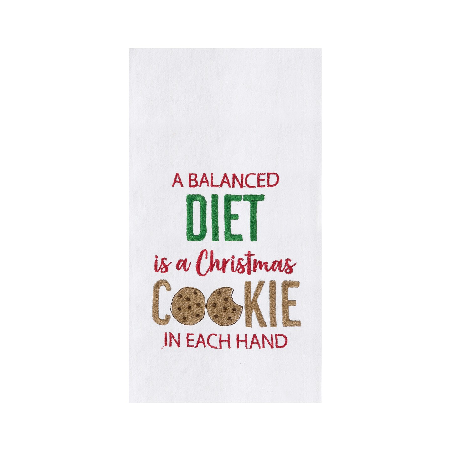 "A Balanced Diet is a Christmas Cookie in Each Hand" Sentiment Cotton ...