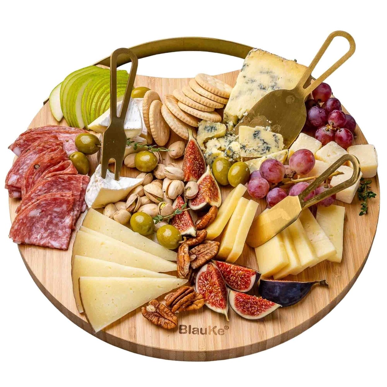 BlauKe 13 inch Round Bamboo Cheese Board and Knife Set | Michaels