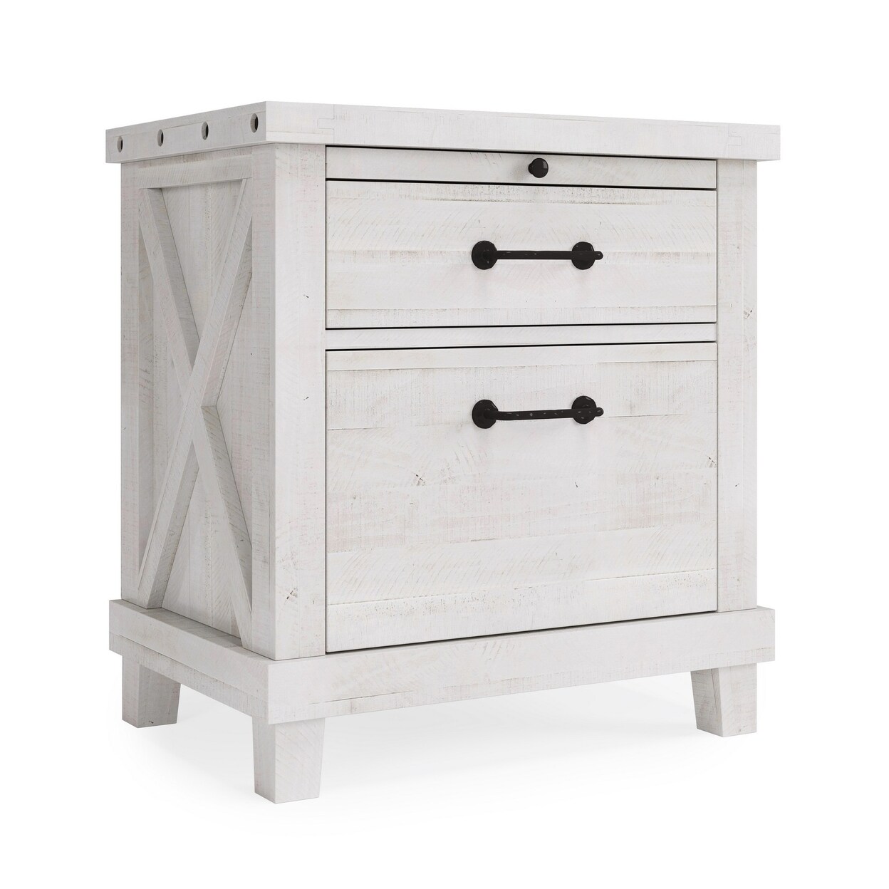 Saltoro Sherpi Liu 28 Inch Nightstand, 2 Drawers, Pull Out Tray, Plank ...