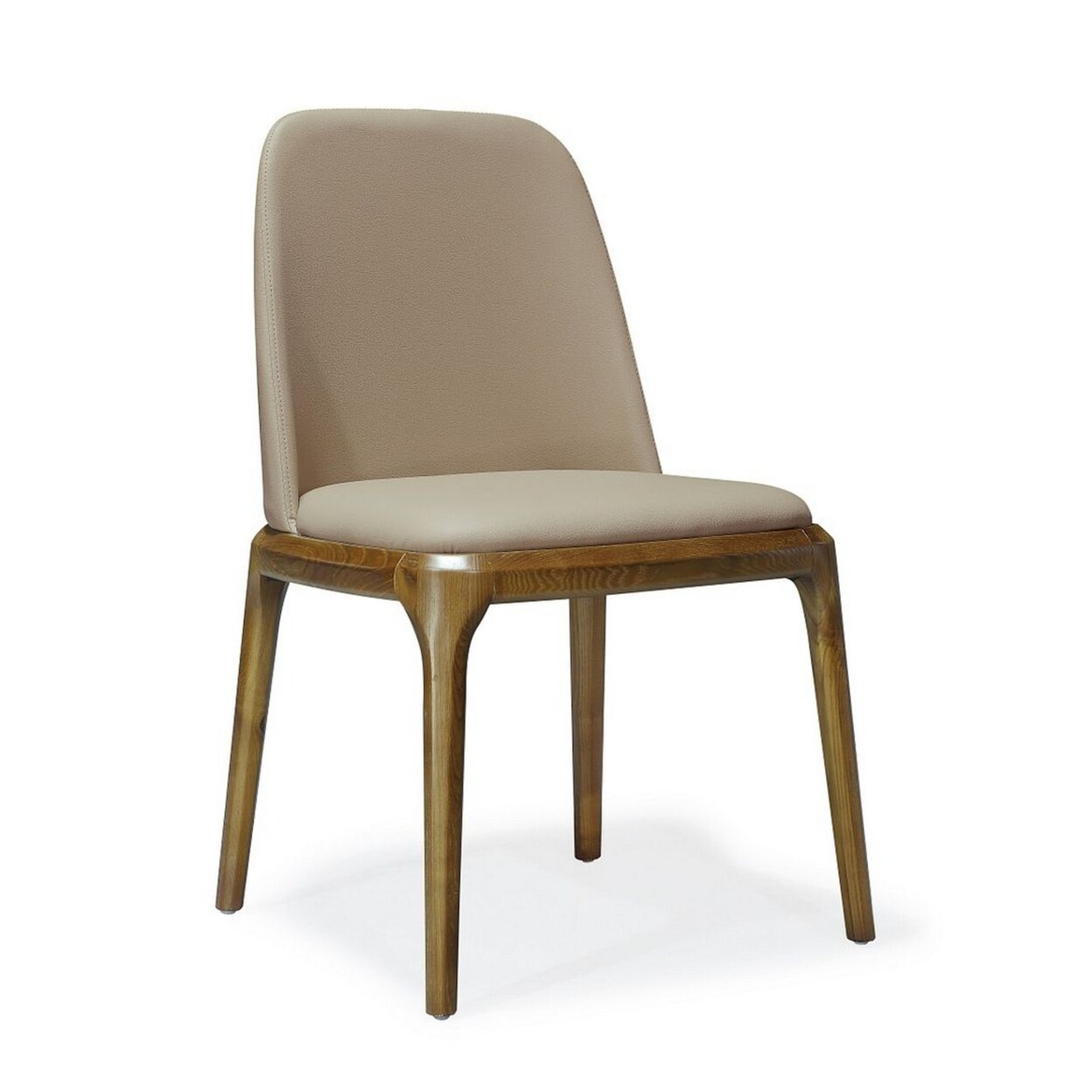 Manhattan Comfort Courding Tan and Walnut Faux Leather Dining Chair ...