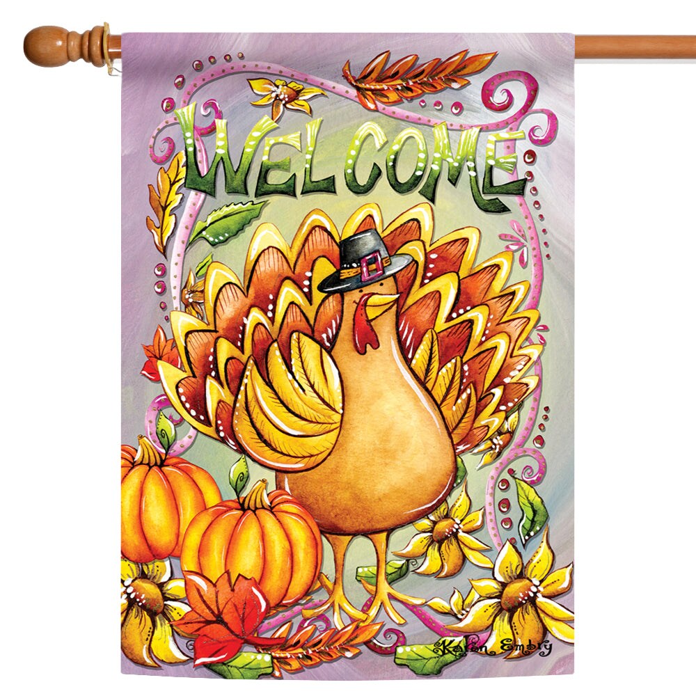 Turkey Pilgrim Decorative Thanksgiving Flag | Michaels