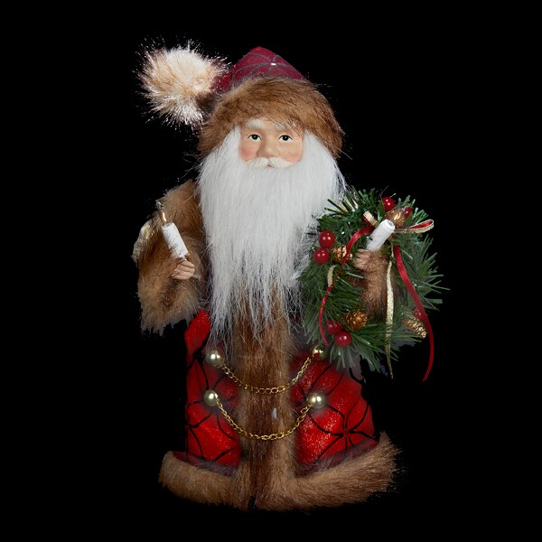 KSA 10" Burgundy and Brown Santa Claus Lighted Christmas Tree Topper ...