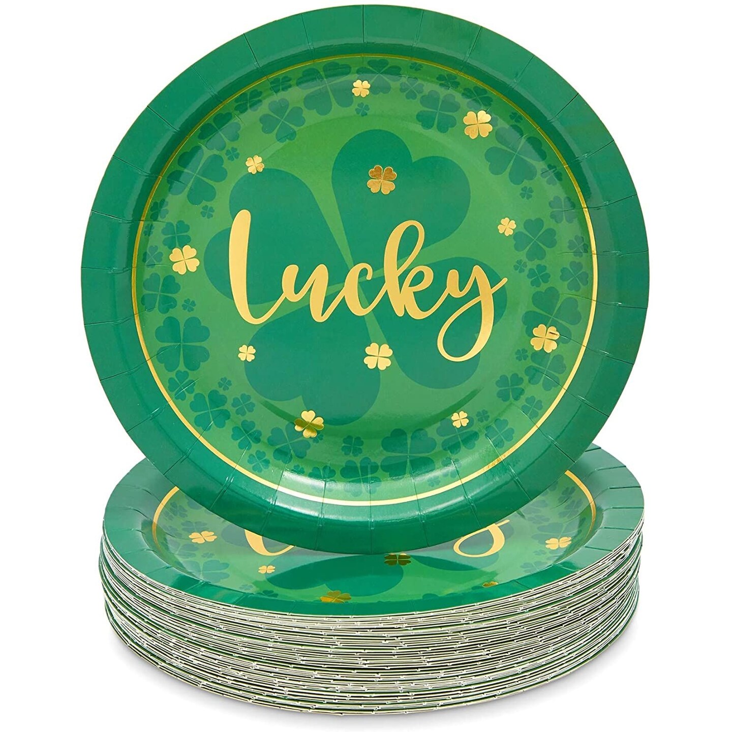 Lucky Paper Plates for St. Patrick’s Day Party (9 In, Green, 48 Pack ...