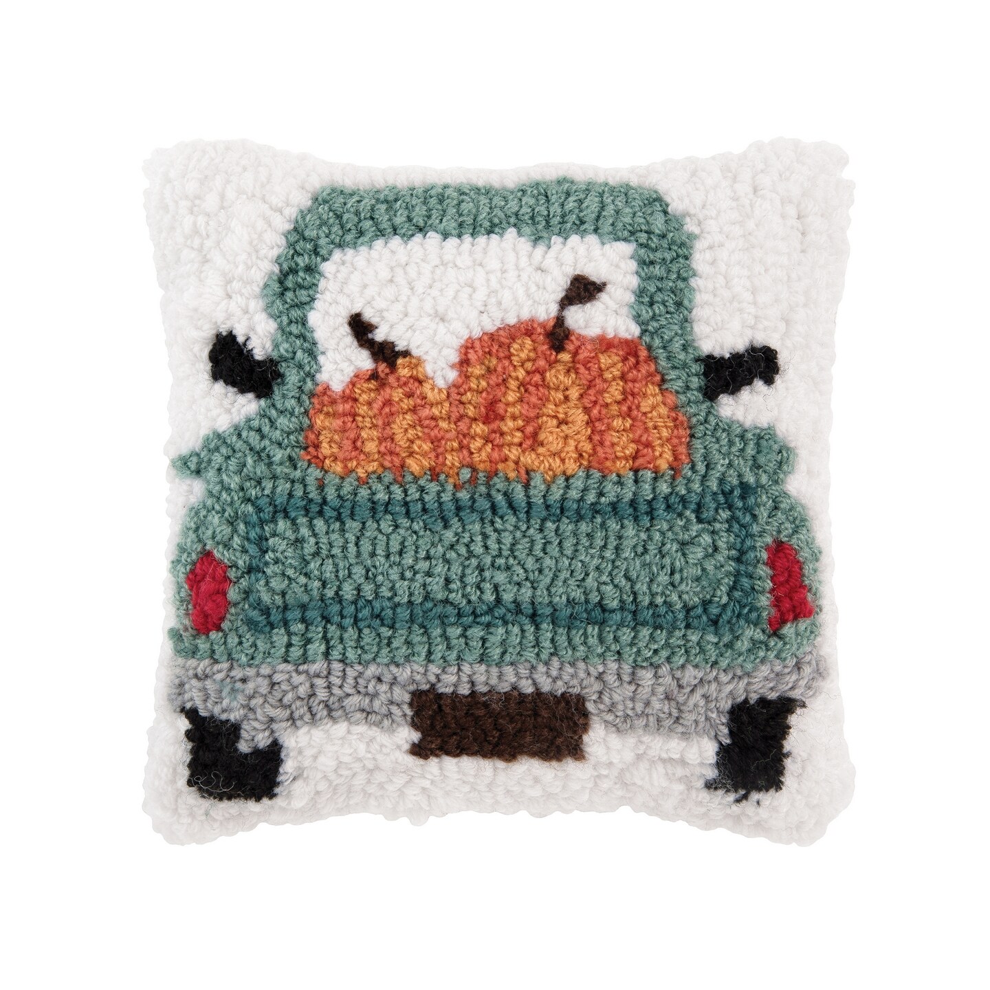 Pumpkin Pickup Truck Hooked Fall Mini Accent Pillow 8" x 8" | Michaels