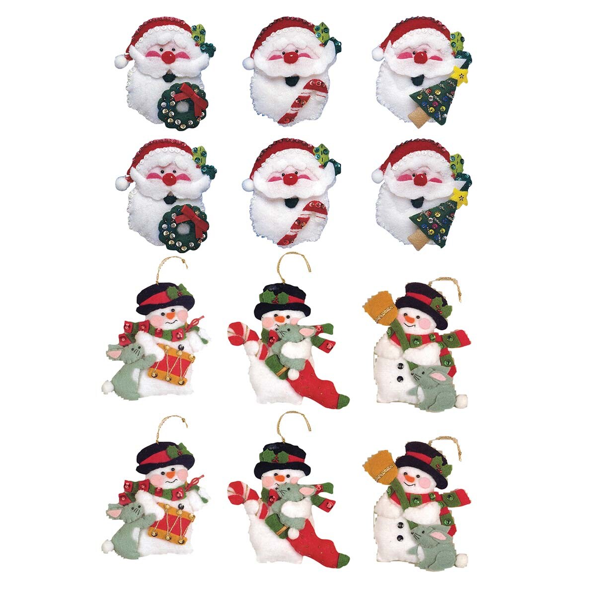 Design Works Santas & Snowmen Felt & Sequin Kit, Color: Multicolor ...