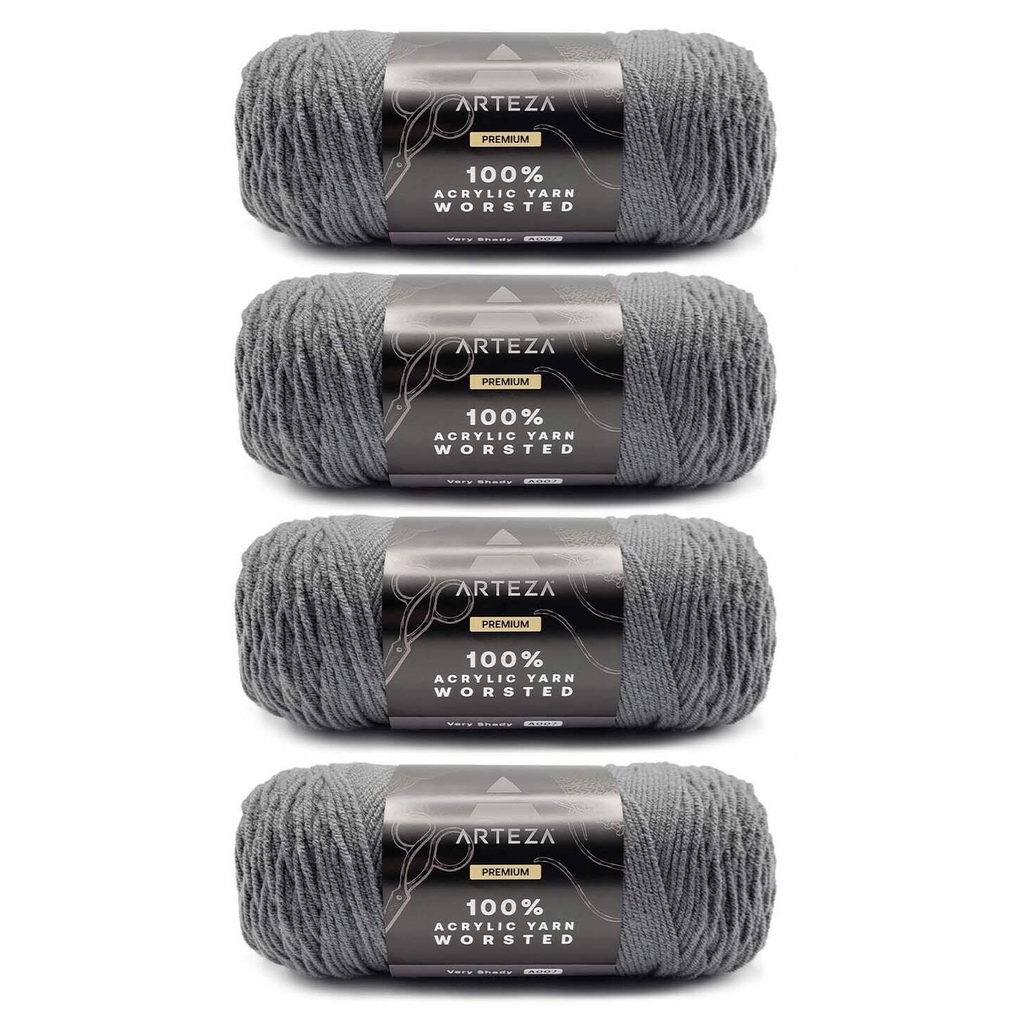 Arteza 100% Worsted Acrylic Yarn 4-Pack, Very Shady | Michaels
