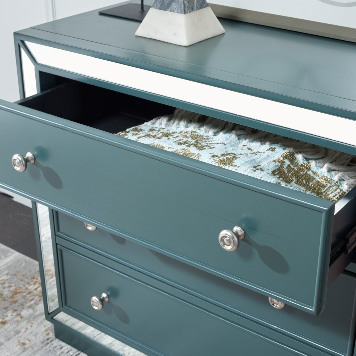 Safavieh Basie 3-Drawer Chest Steel Teal / Mirror | Michaels