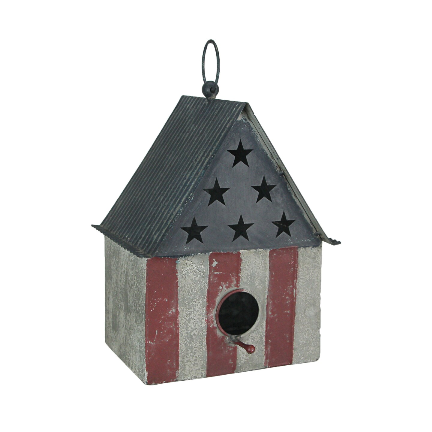 Rustic Metal Americana Hanging Bird House Decorative Garden Farmhouse ...