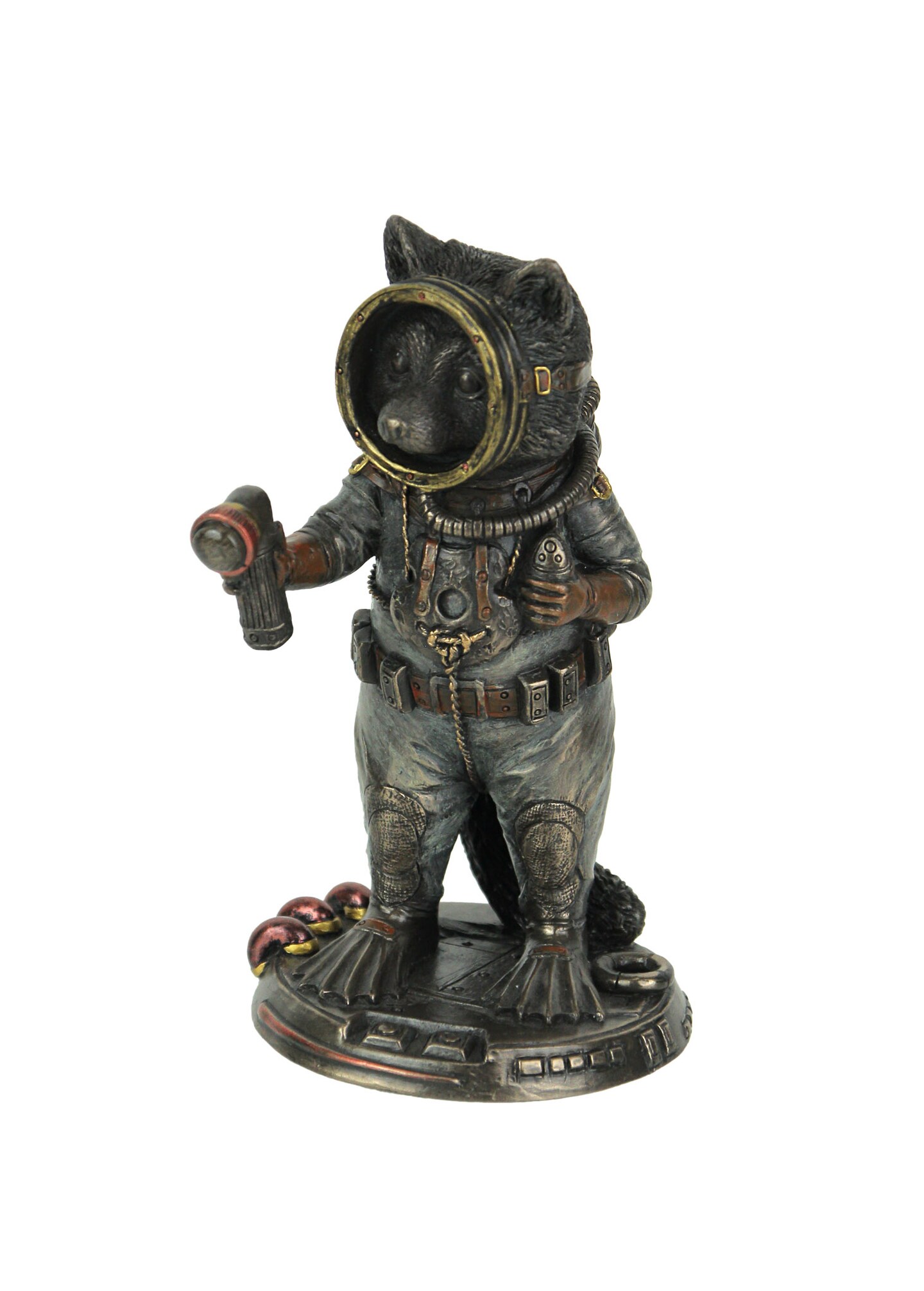 Bronze Finished Frogman Cadet Navy Diver Raccoon Statue | Michaels