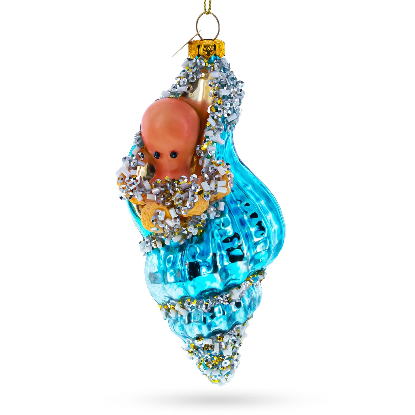 Octopus in Seashell Blown Glass Christmas Ornament | Michaels