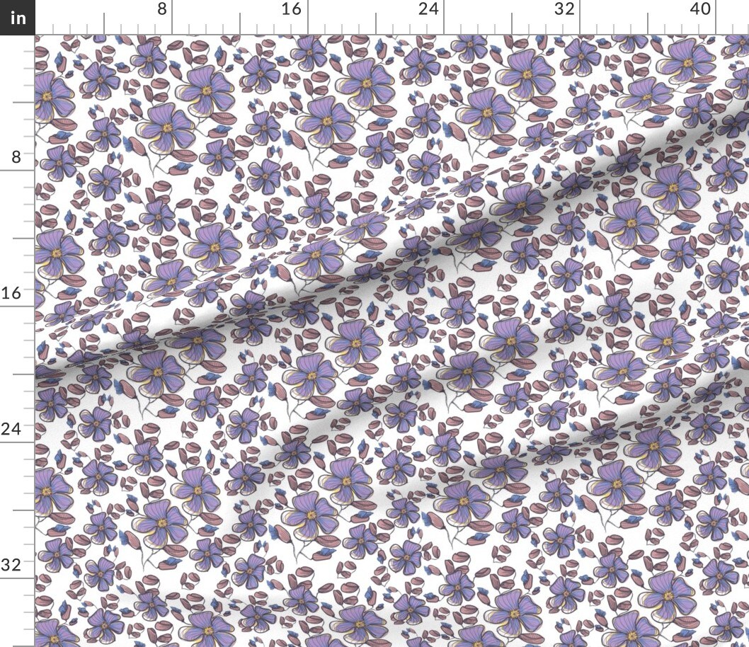 Various Fabrics by the Yard or Fat Quarter Watercolor Floral Purple ...