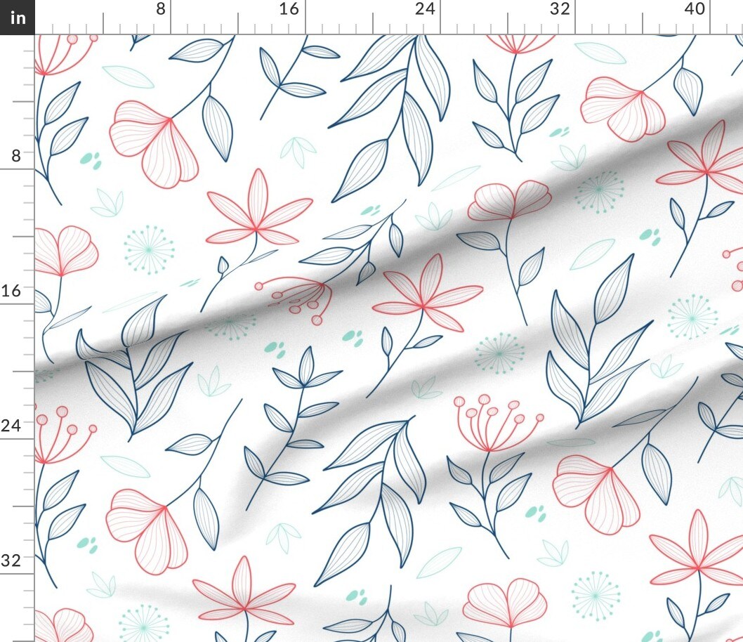 Various Fabrics by the Yard or Fat Quarter Floral Lines Flowers ...