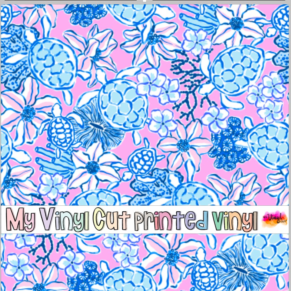 12 x 12 inch Sheet of Printed Vinyl or HTV in the Turtle Blue Pattern ...
