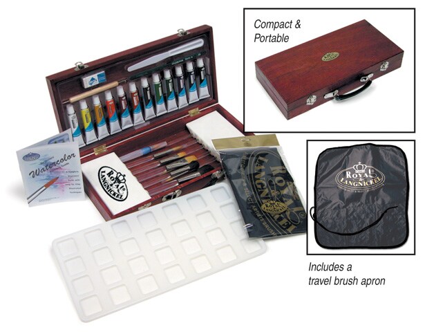 WATERCOLOR WOODEN BOX BRUSH SET | Michaels