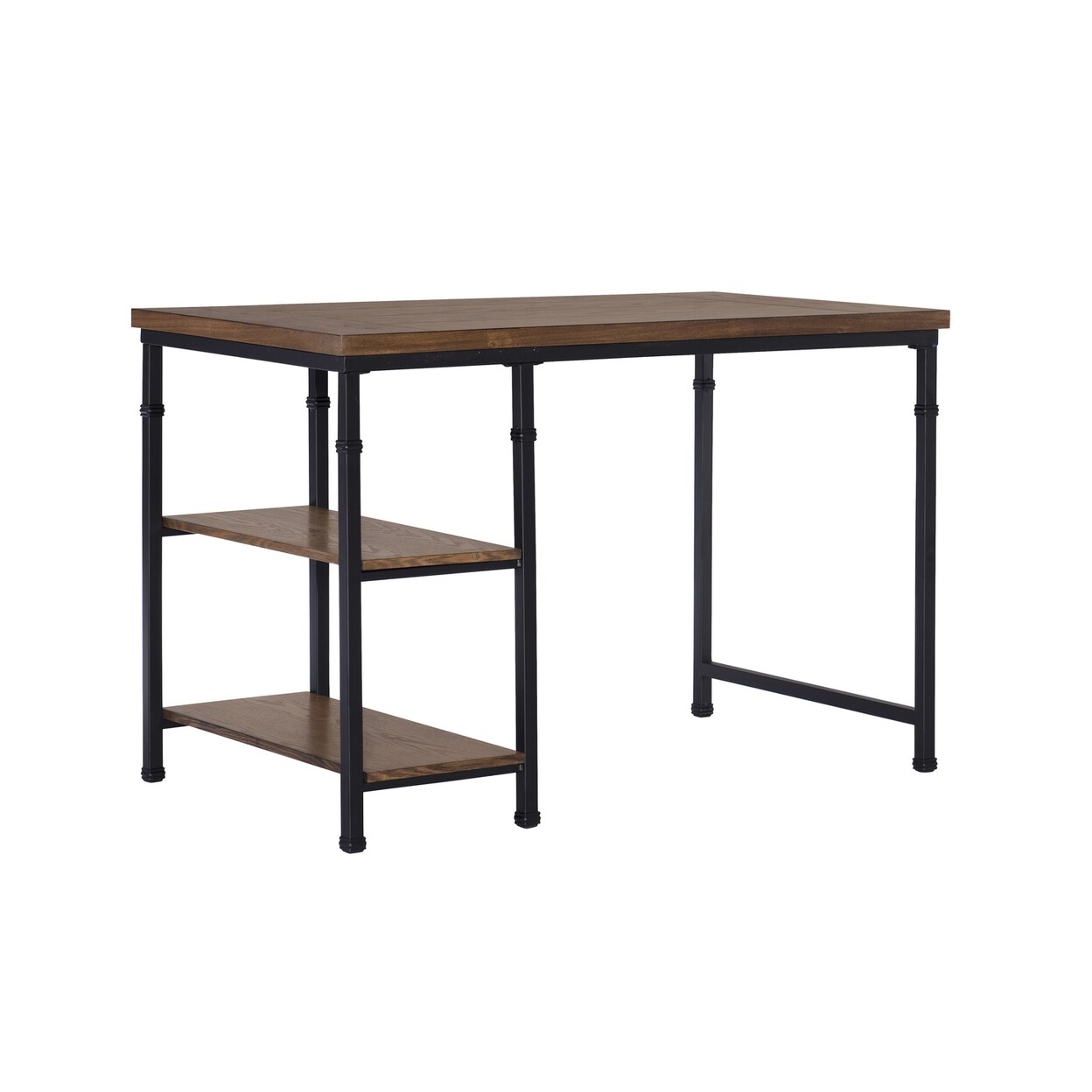 Austin Two-Shelf Desk Ash Veneer Industrial Style With Black Metal ...