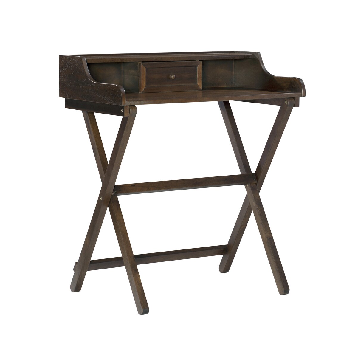 Coy Walnut Wooden Folding Writing Desk With Storage Drawer Compact Home ...