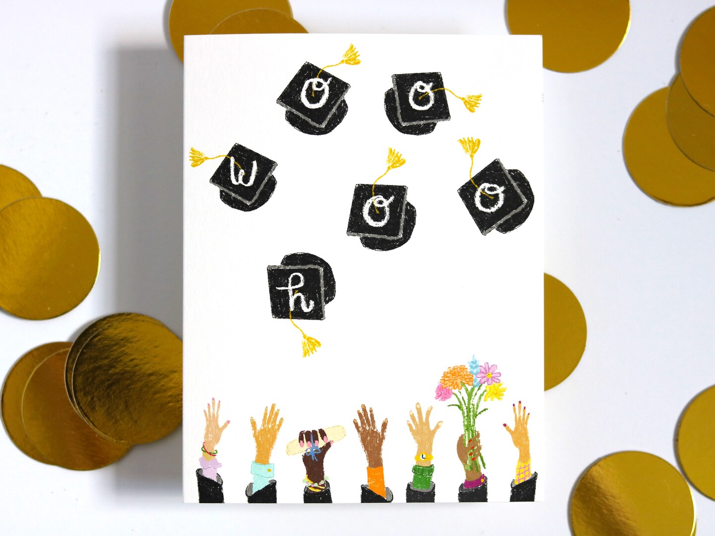 Woohoo Graduation Cap Greeting Card | Funny Illustrated Blank ...
