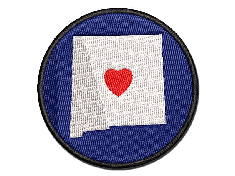 New Mexico State with Heart Multi-Color Embroidered Iron-On or Hook ...