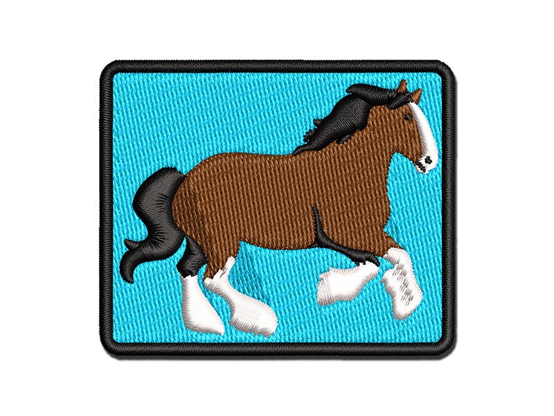Mighty Clydesdale Horse Multi-Color Embroidered Iron-On or Hook & Loop ...