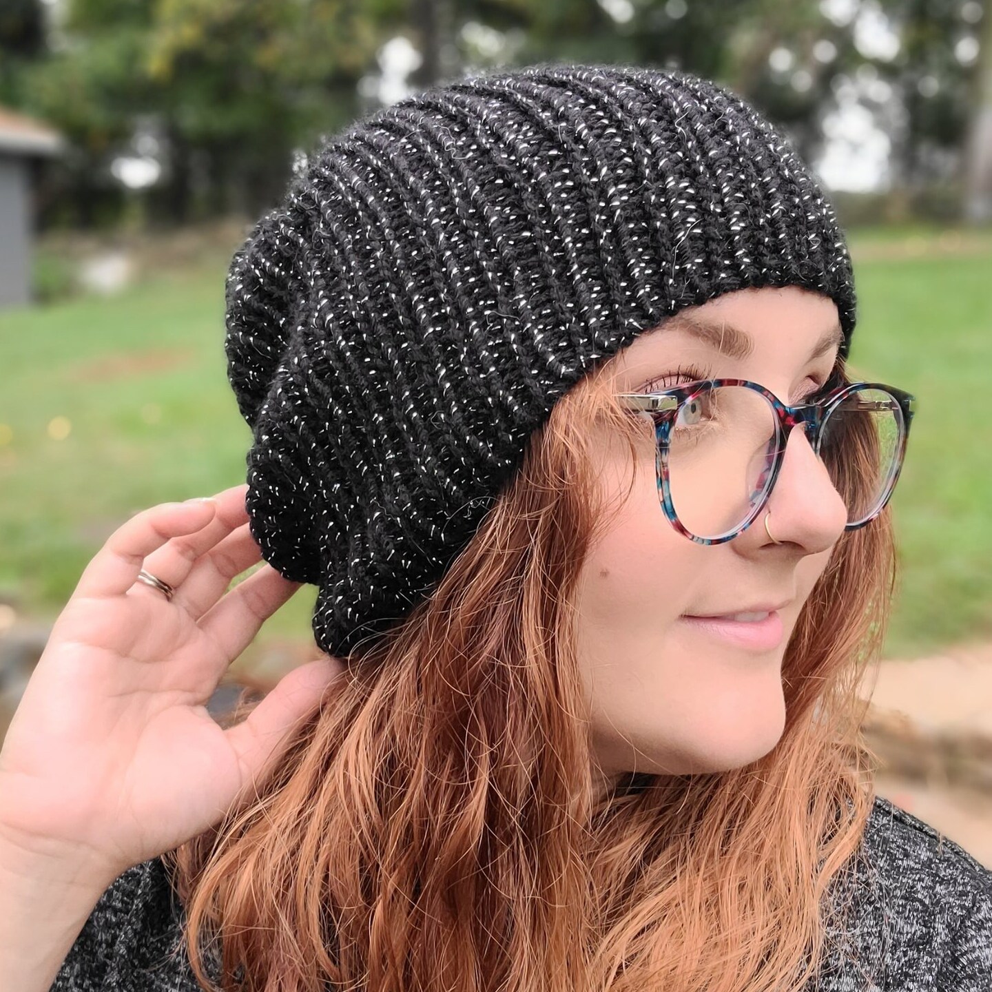 Black and Silver Classic Ribbed Knit Beanie | MakerPlace by Michaels