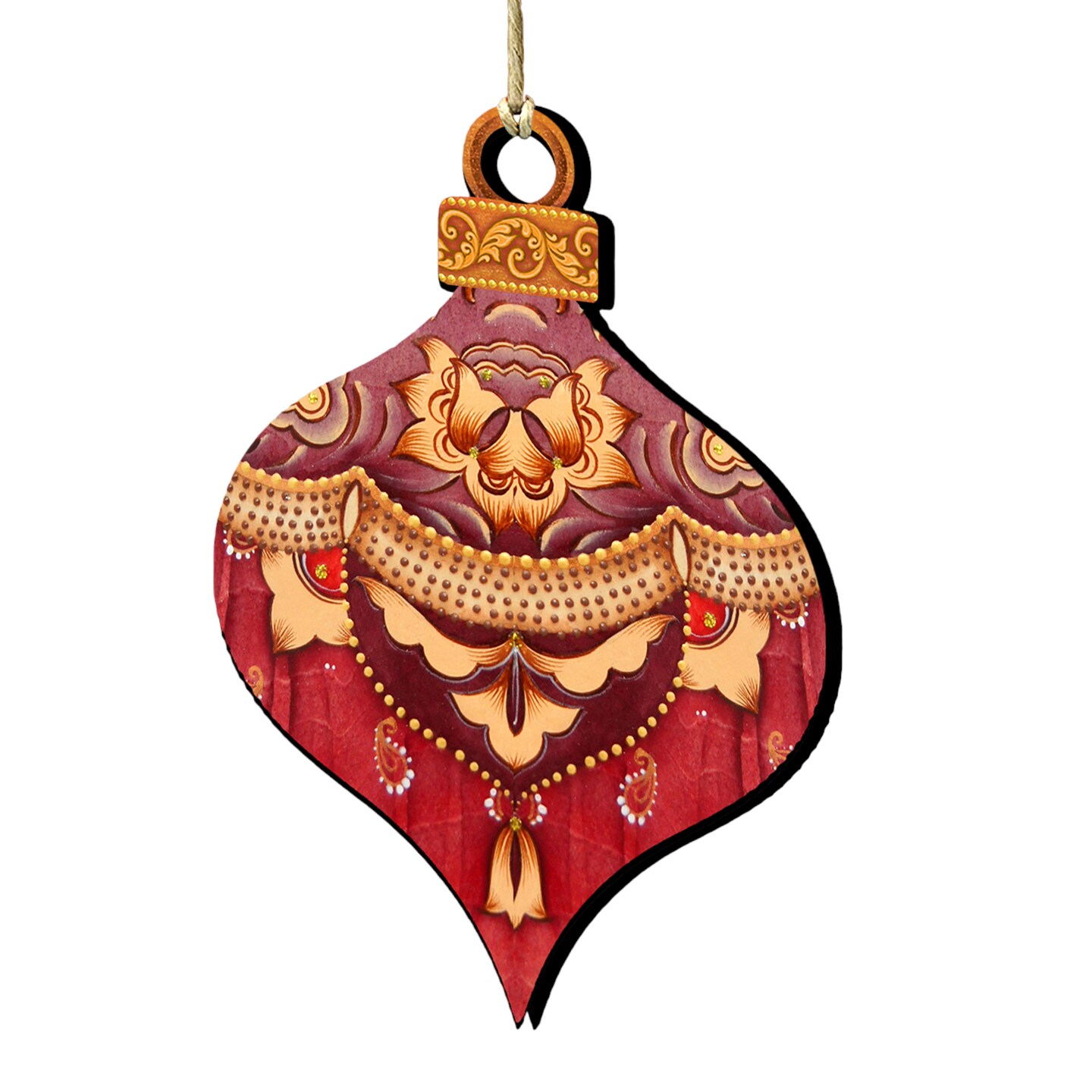 Designocracy Set of 2 Beaded Onion Shaped Wooden Christmas Ornaments 5. ...