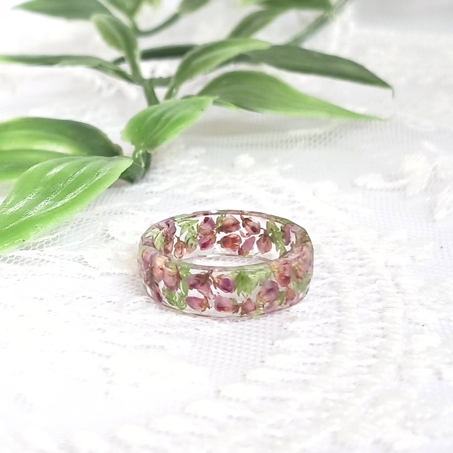 Heather Flowers ring, Pink heather flowers ring, Promise ring for her ...