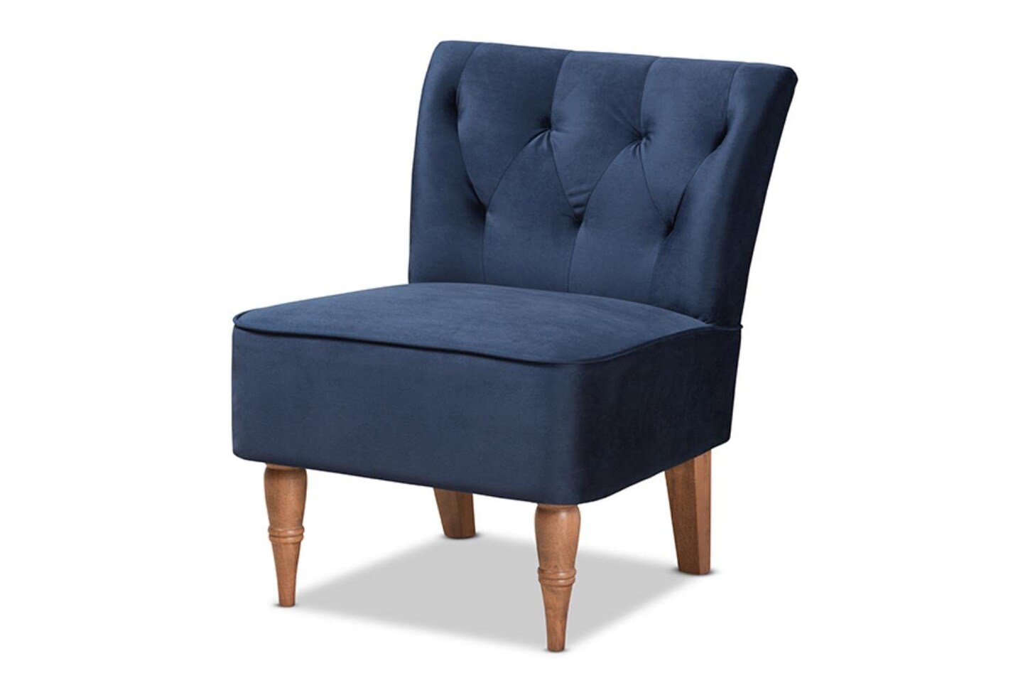 Baxton Studio Harmon Blue Velvet and Black Finished Wood Accent chair ...