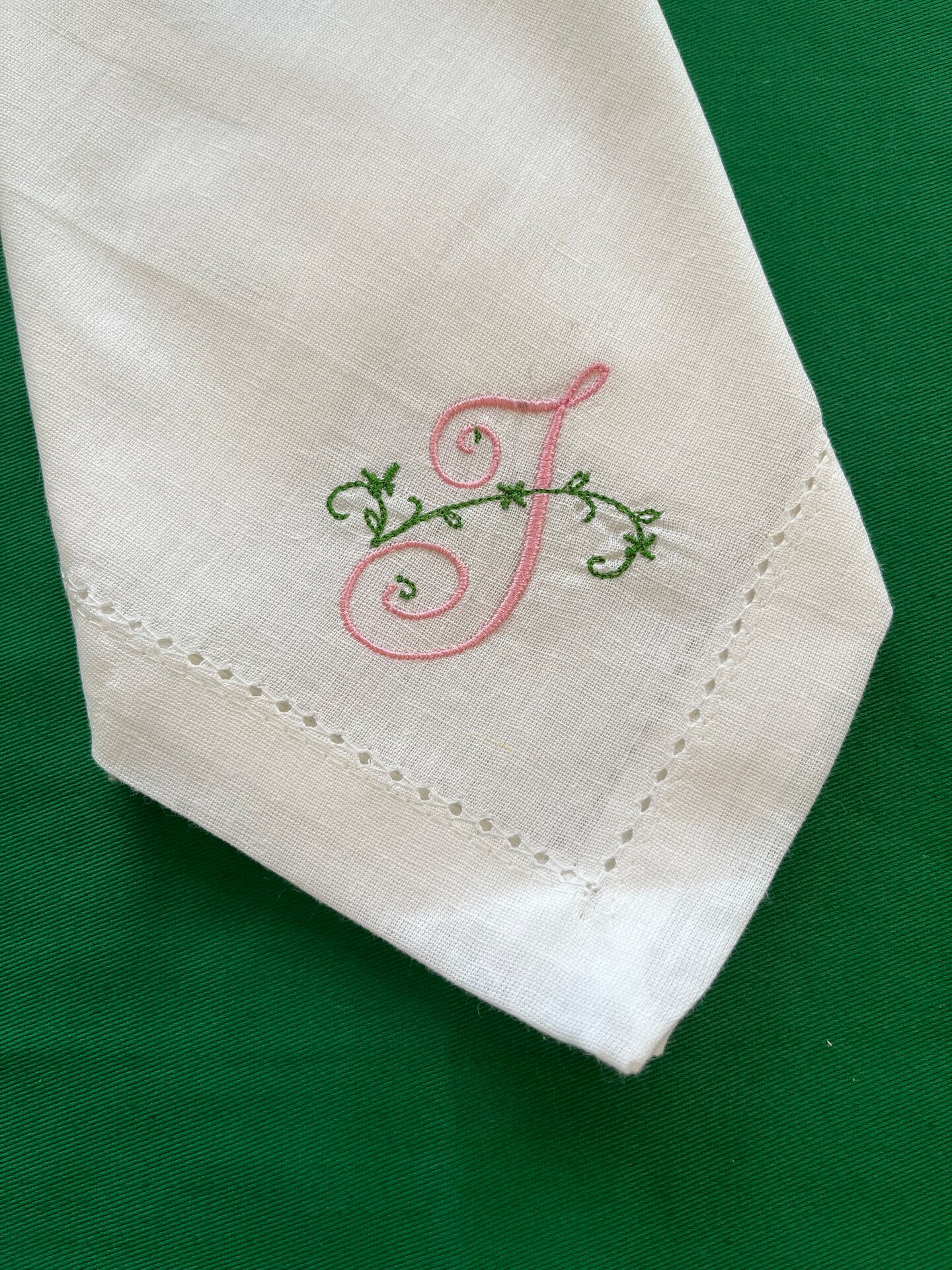 12 Monogram, Embroider, Set of 12, white hemstitch, 20 by 20 inches ...