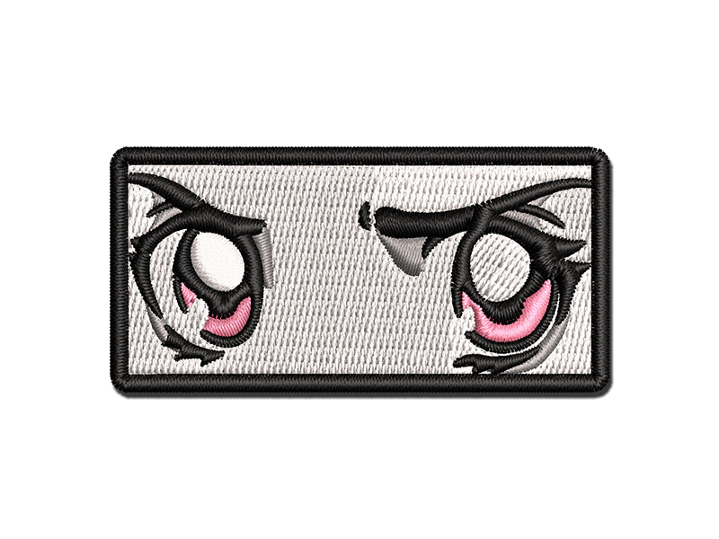 Angry Suspicious Anime Manga Eyes Pink Multi-Color Embroidered Iron-On ...