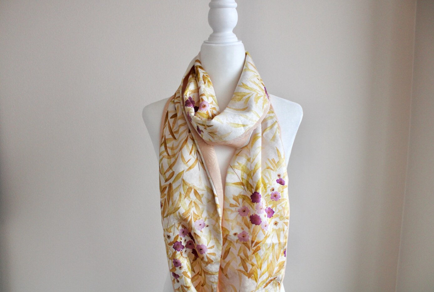 Handmade Japanese Kimono Silk Scarf Vintage Unique Gift for Her Floral ...