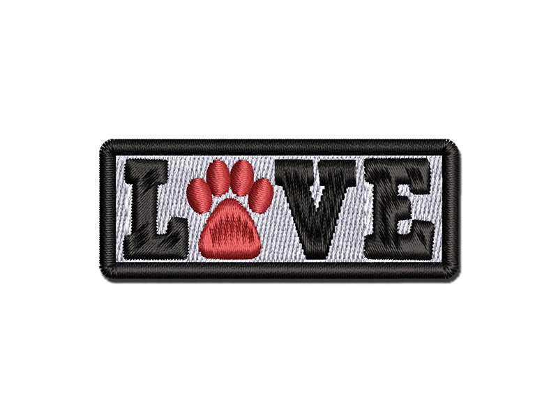 Love Paw Print Dog Cat Pet Text Multi-Color Embroidered Iron-On or Hook & Loop Patch Applique ...