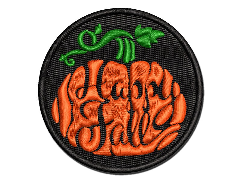 Happy Fall Autumn Harvest Pumpkin with Vine Multi-Color Embroidered ...