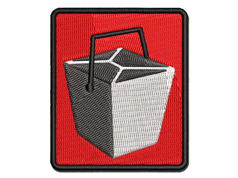 Chinese Food Take Out Box Closed Multi-Color Embroidered Iron-On or ...