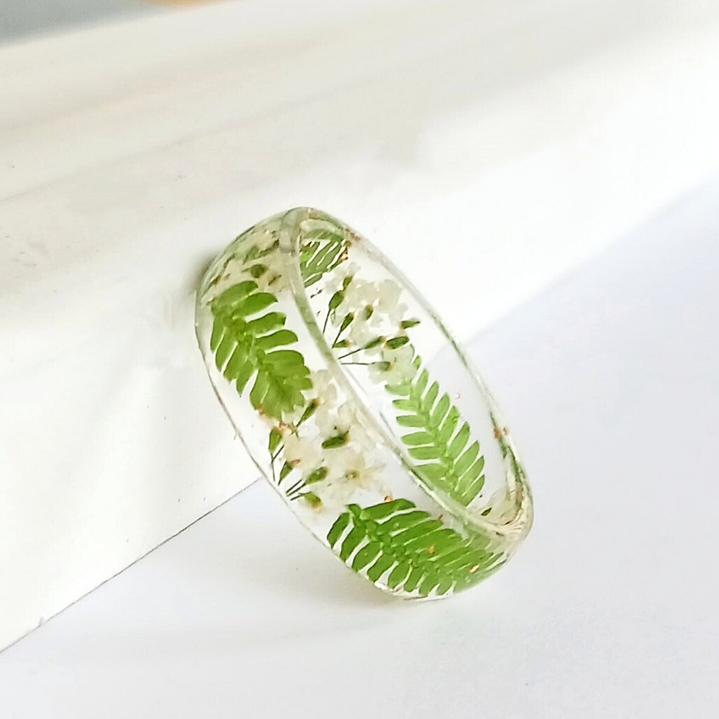 Fern and flowers ring, Real flower and resin ring, Natural Ring ...