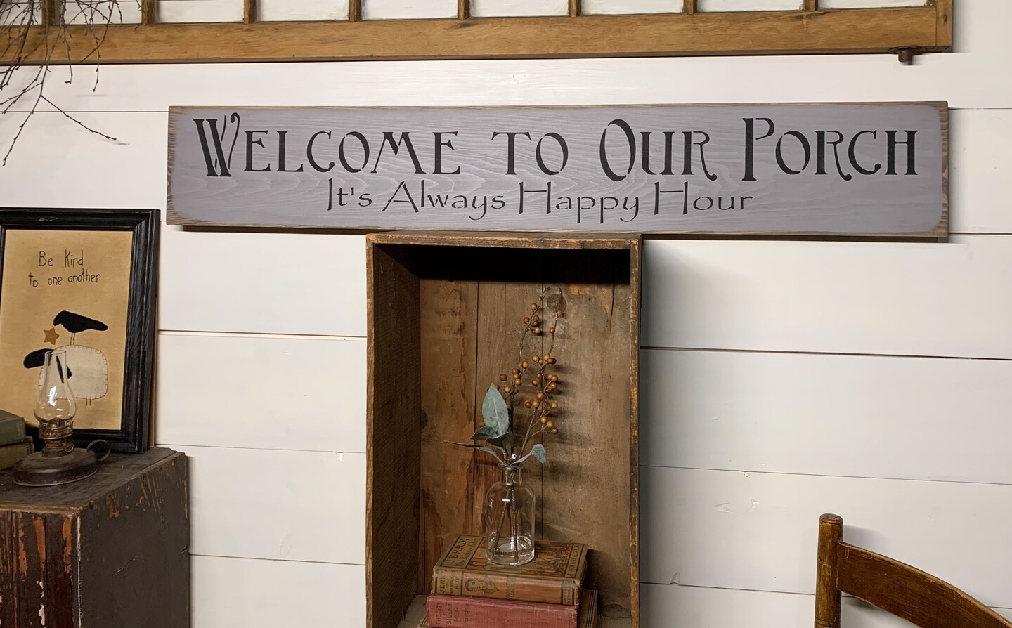 S857 Welcome to our Porch It's Always Happy Hour 44 inches x 7.5 inches ...