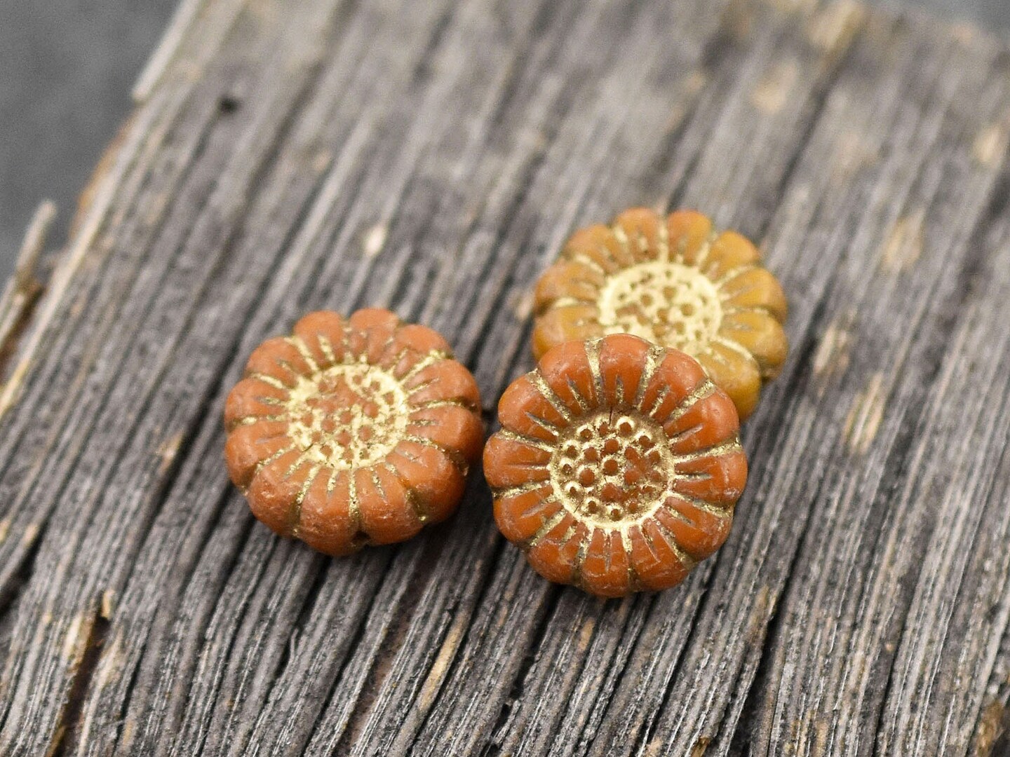 *12* 13mm Gold Washed Ochre Yellow Sunflower Coin Beads | Michaels